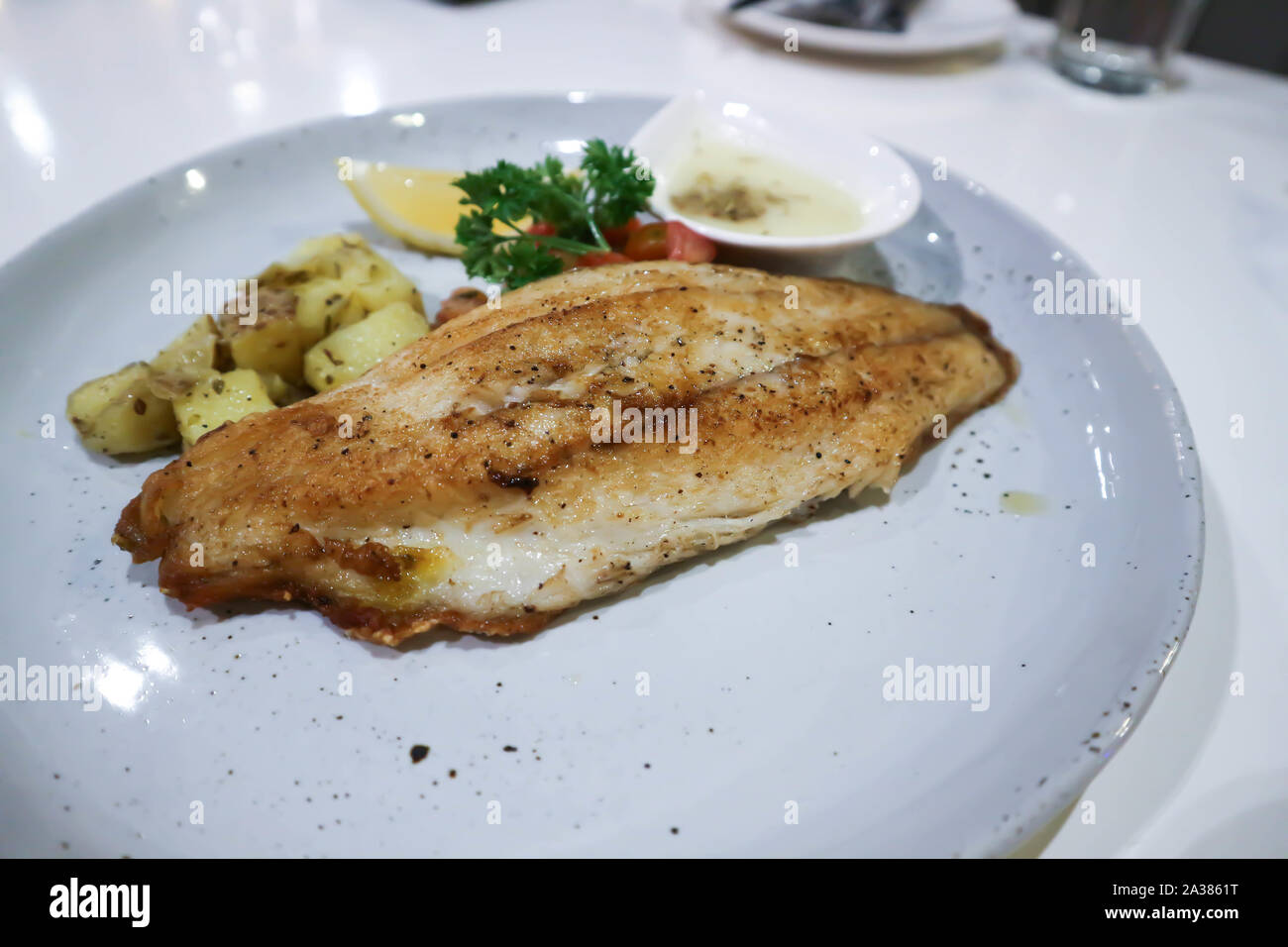 fish steak , catfish steak with white cream sauce and vegetable Stock ...