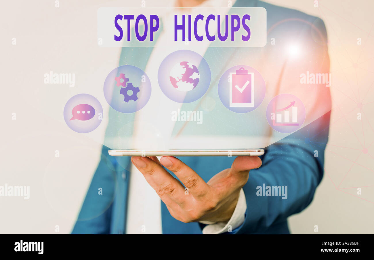 Handwriting text writing Stop Hiccups. Conceptual photo get rid of the ...