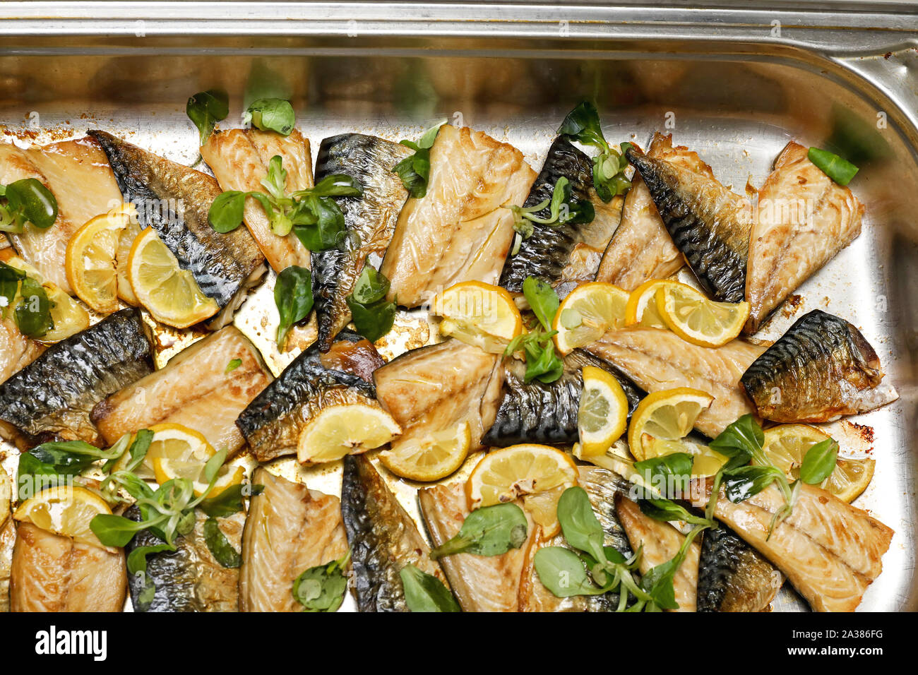 Grilled Mackerel Fish Fillets Served at Tray Stock Photo - Alamy