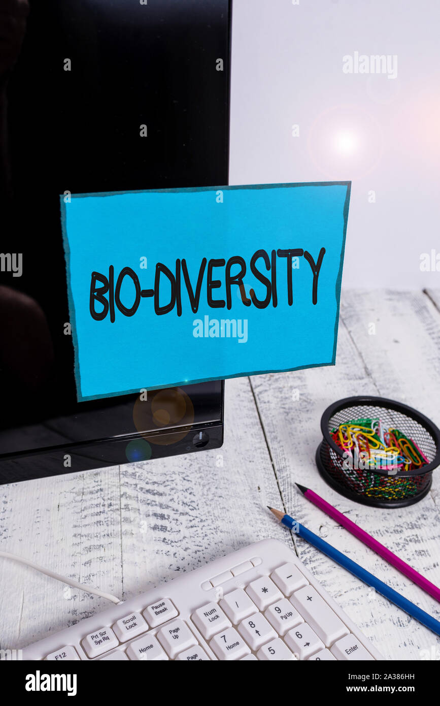 Conceptual hand writing showing Bio Diversity. Concept meaning Variety ...