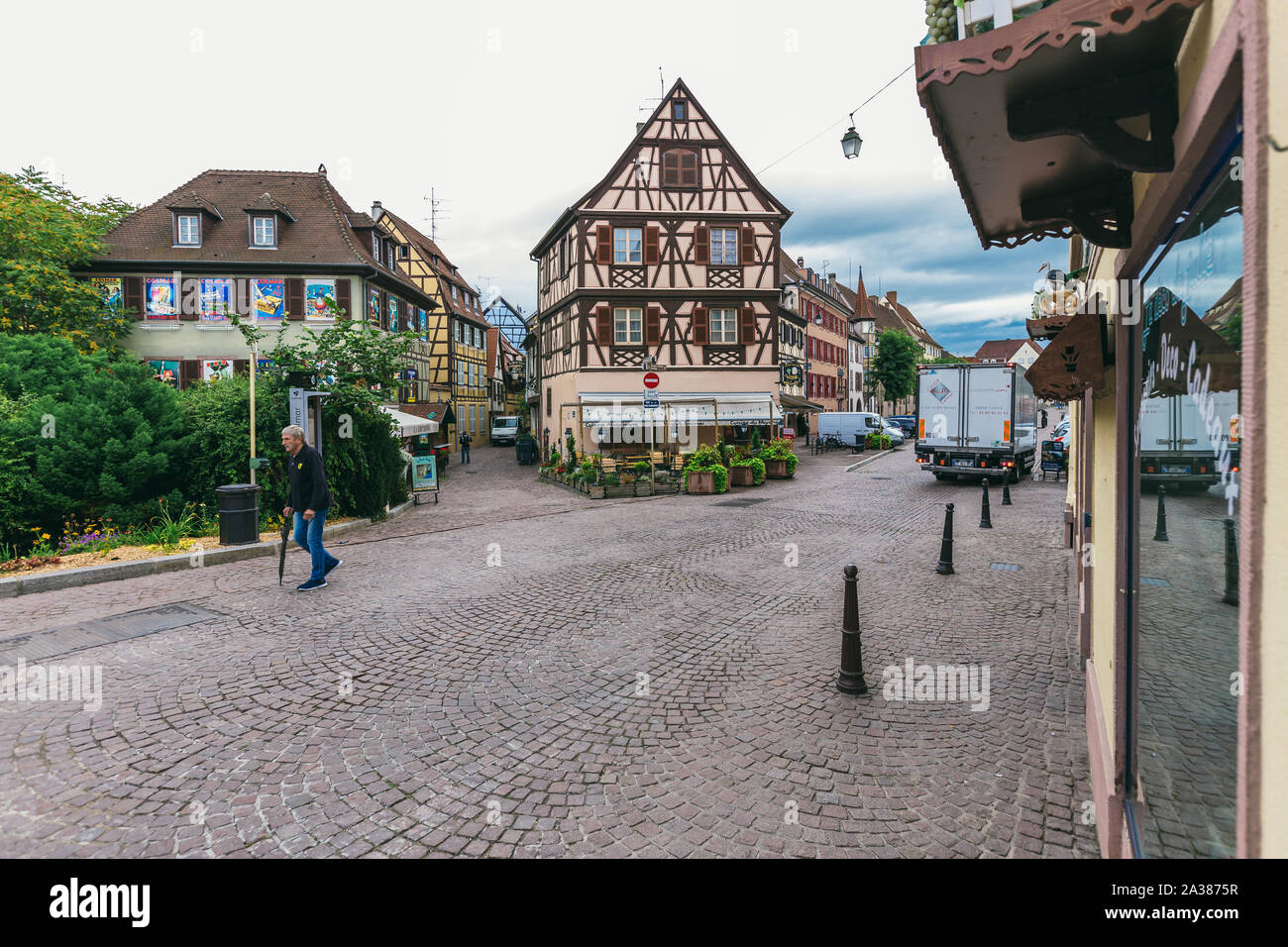 France, Colmar - July 26, 2017. Ancient residential buildings in the ...