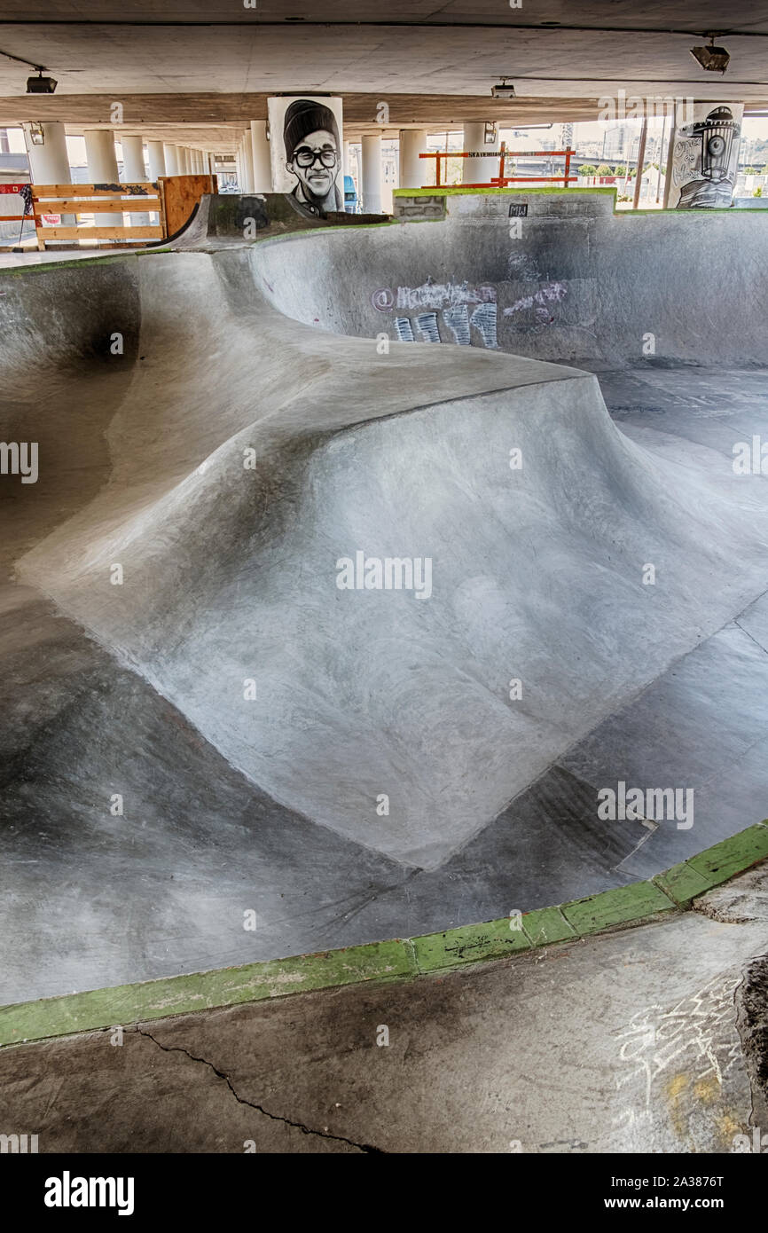 SEATTLE, UNITED STATES - JUNE 30, 2019: The Marginal Way Skatepark is a ...