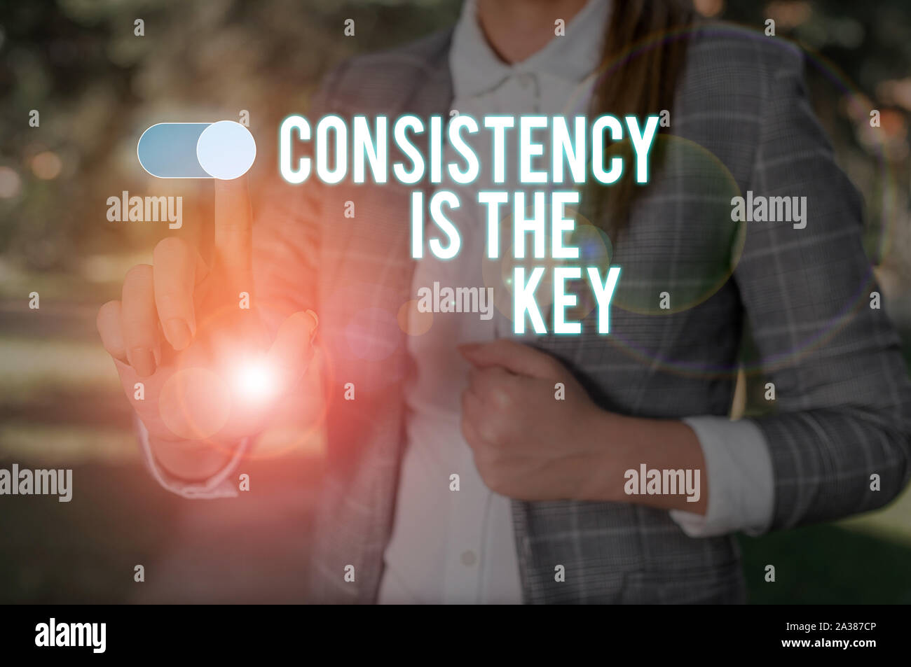 Text sign showing Consistency Is The Key. Business photo showcasing ...