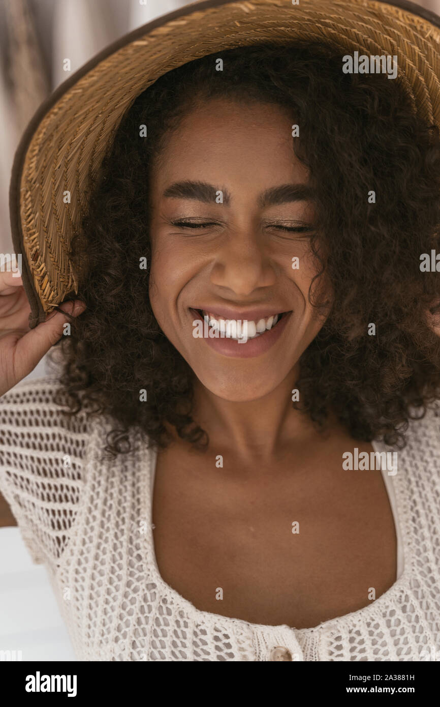 Close up of cute female that posing on camera Stock Photo - Alamy