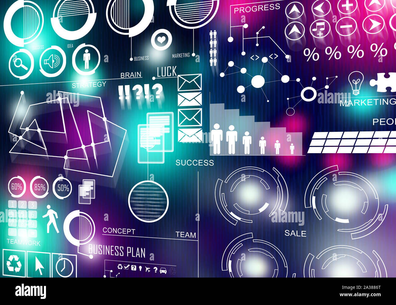 Digital business background image with icons on media screen Stock ...