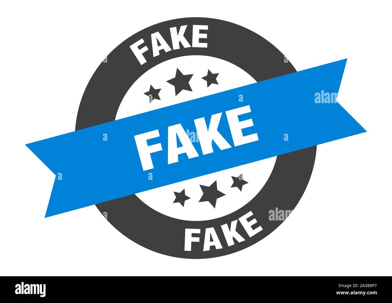 fake sign. fake blue-black round ribbon sticker Stock Vector Image ...