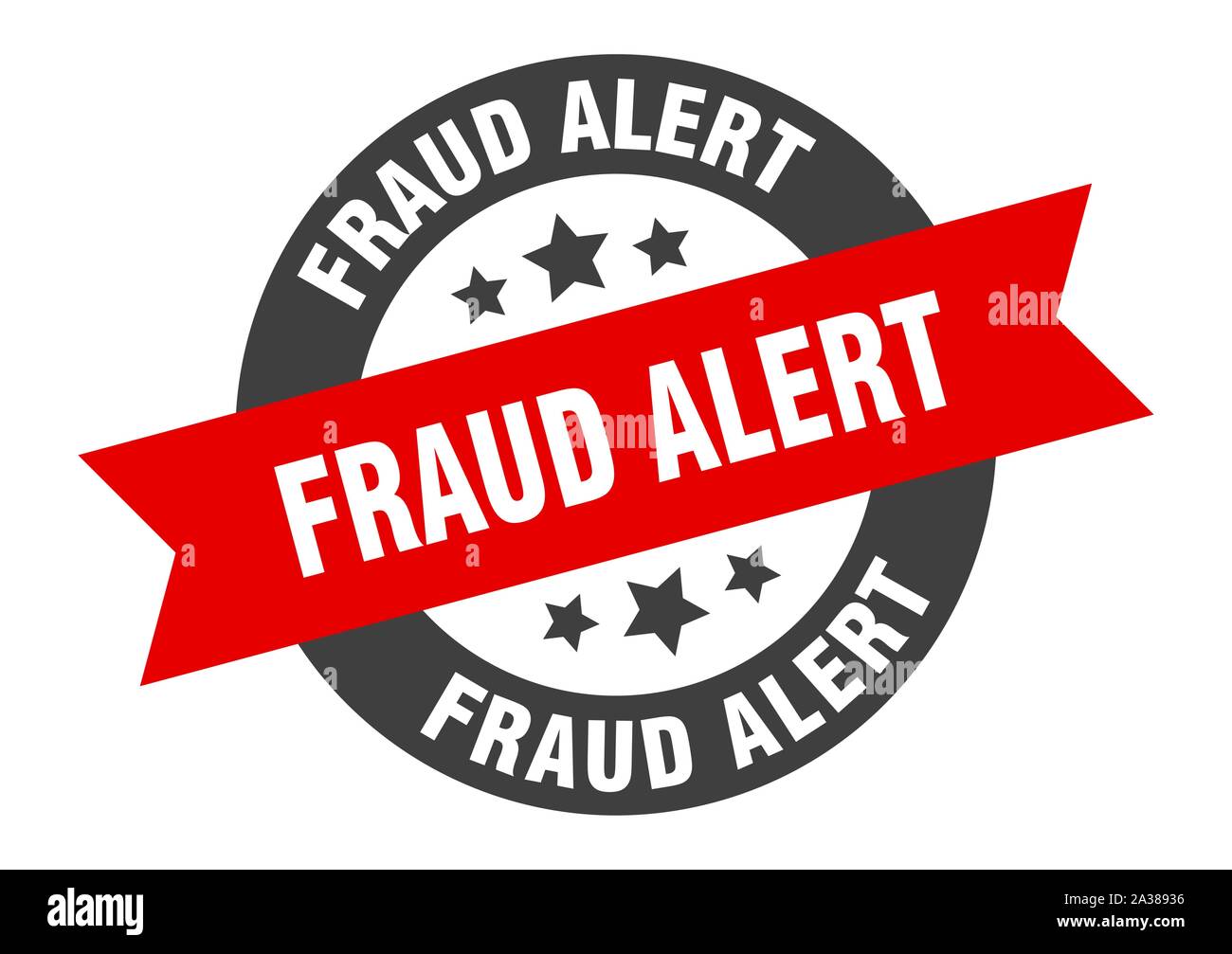 fraud alert sign. fraud alert black-red round ribbon sticker Stock ...