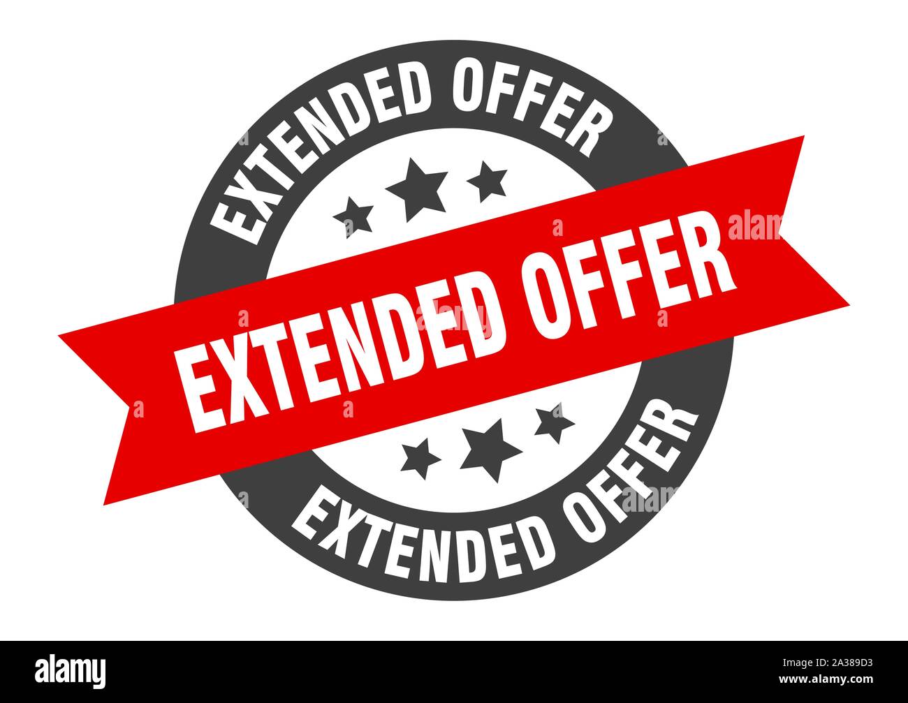 extended offer sign. extended offer black-red round ribbon sticker ...