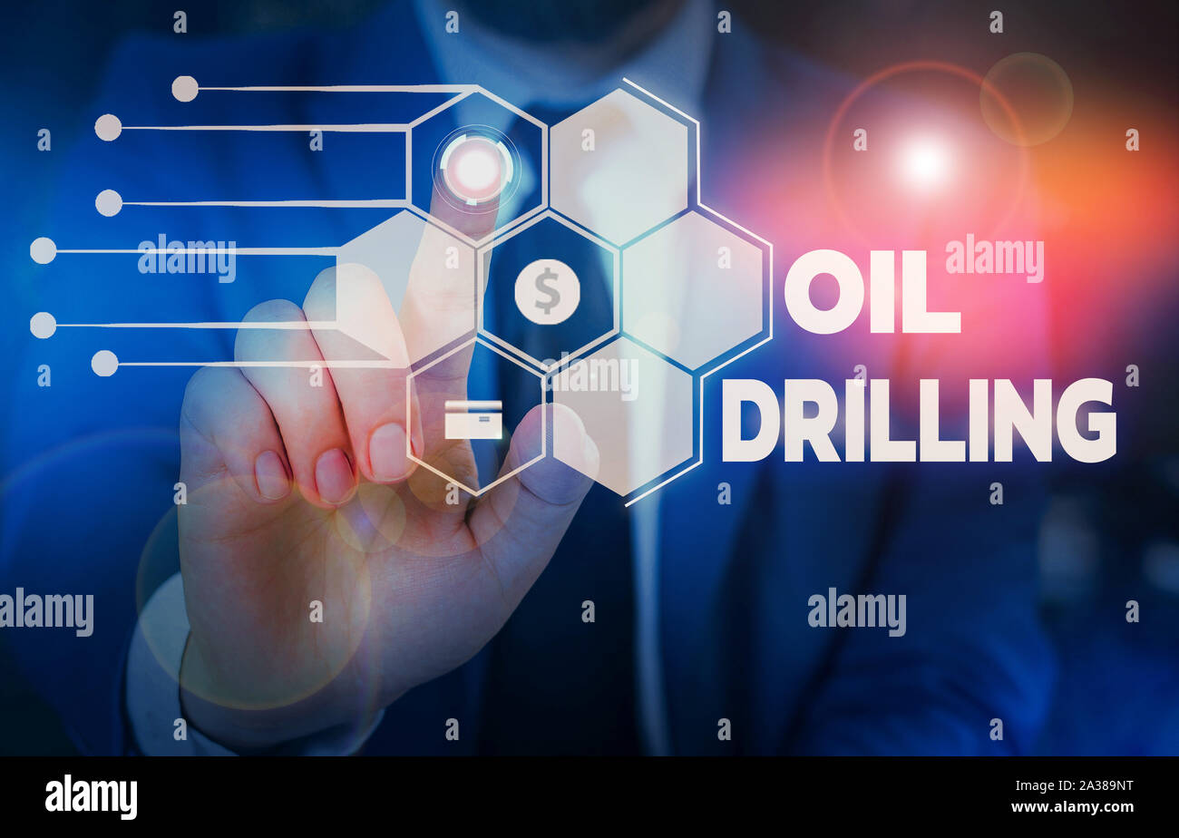 Conceptual hand writing showing Oil Drilling. Concept meaning involves ...