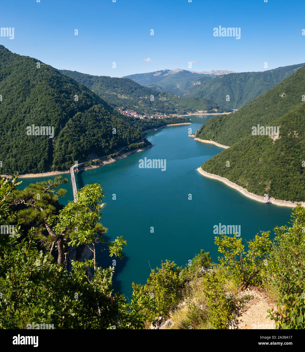 The famous Piva river canyon with its fantastic reservoir Piva Lake ...
