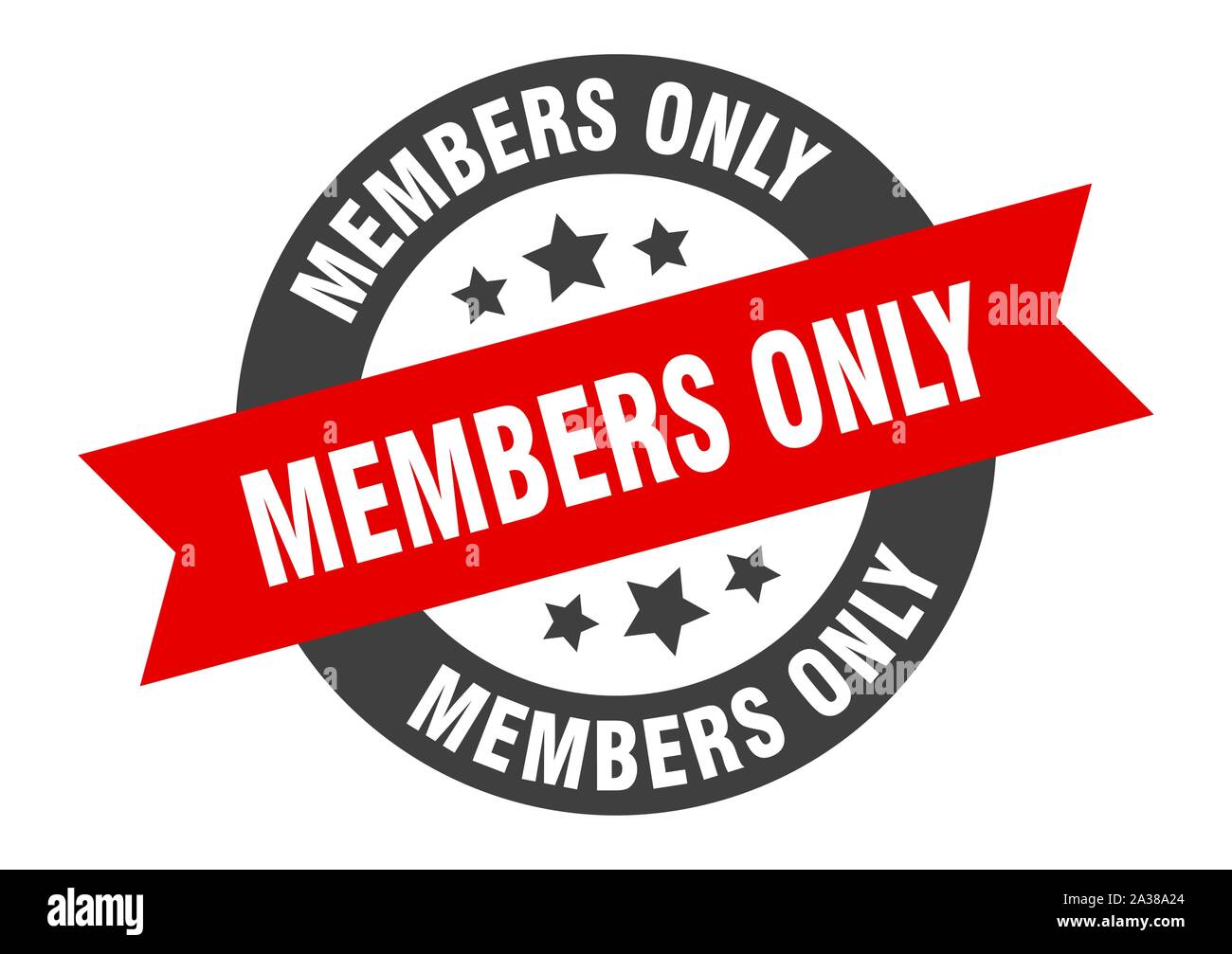 members only sign. members only black-red round ribbon sticker Stock ...