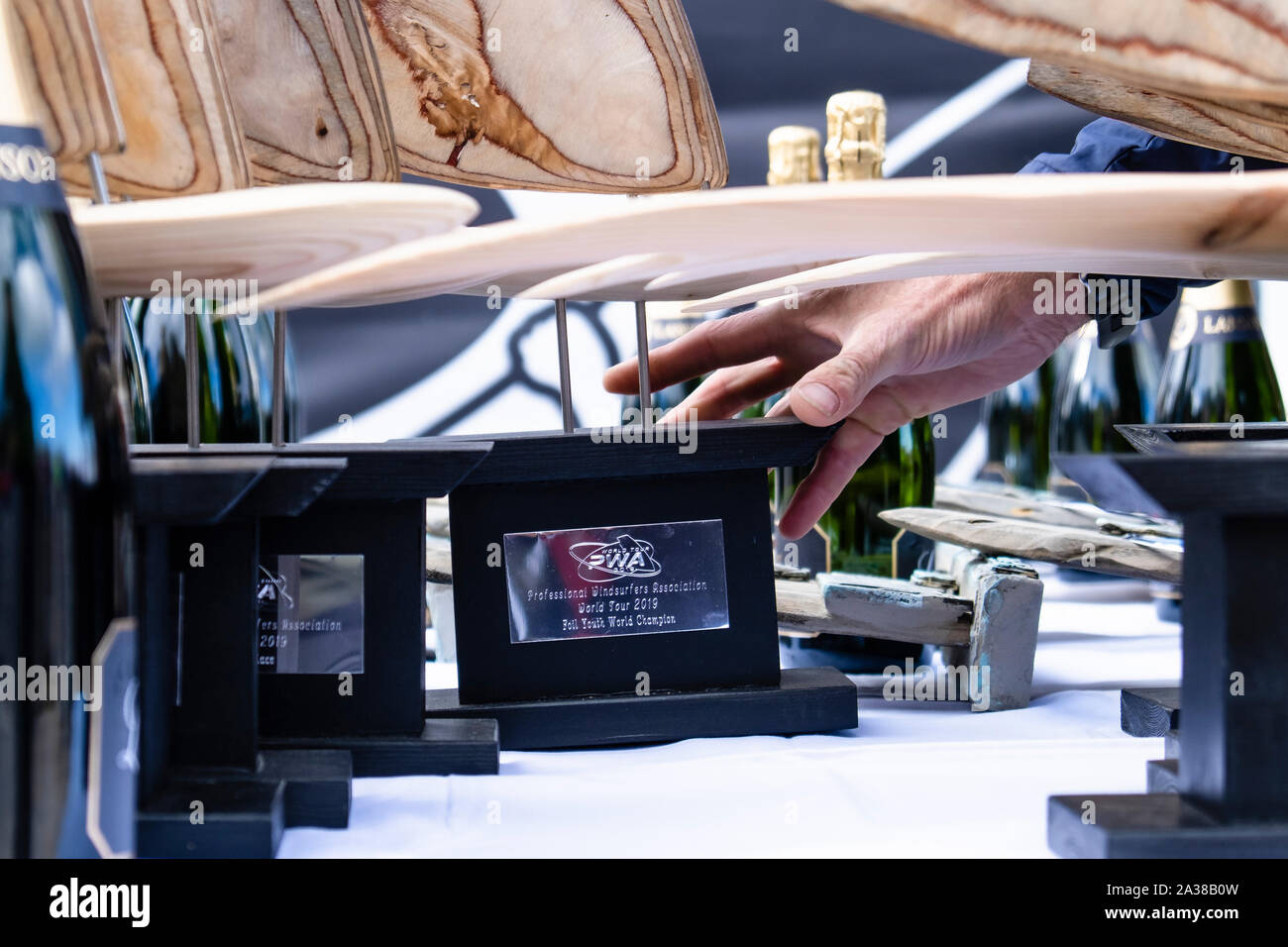 Westerland/Sylt, Germany. 6th Oct 2019. Trophies of the Windsurf World ...