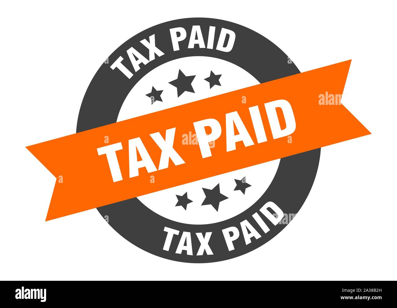 tax paid sign. tax paid orange-black round ribbon sticker Stock Vector ...