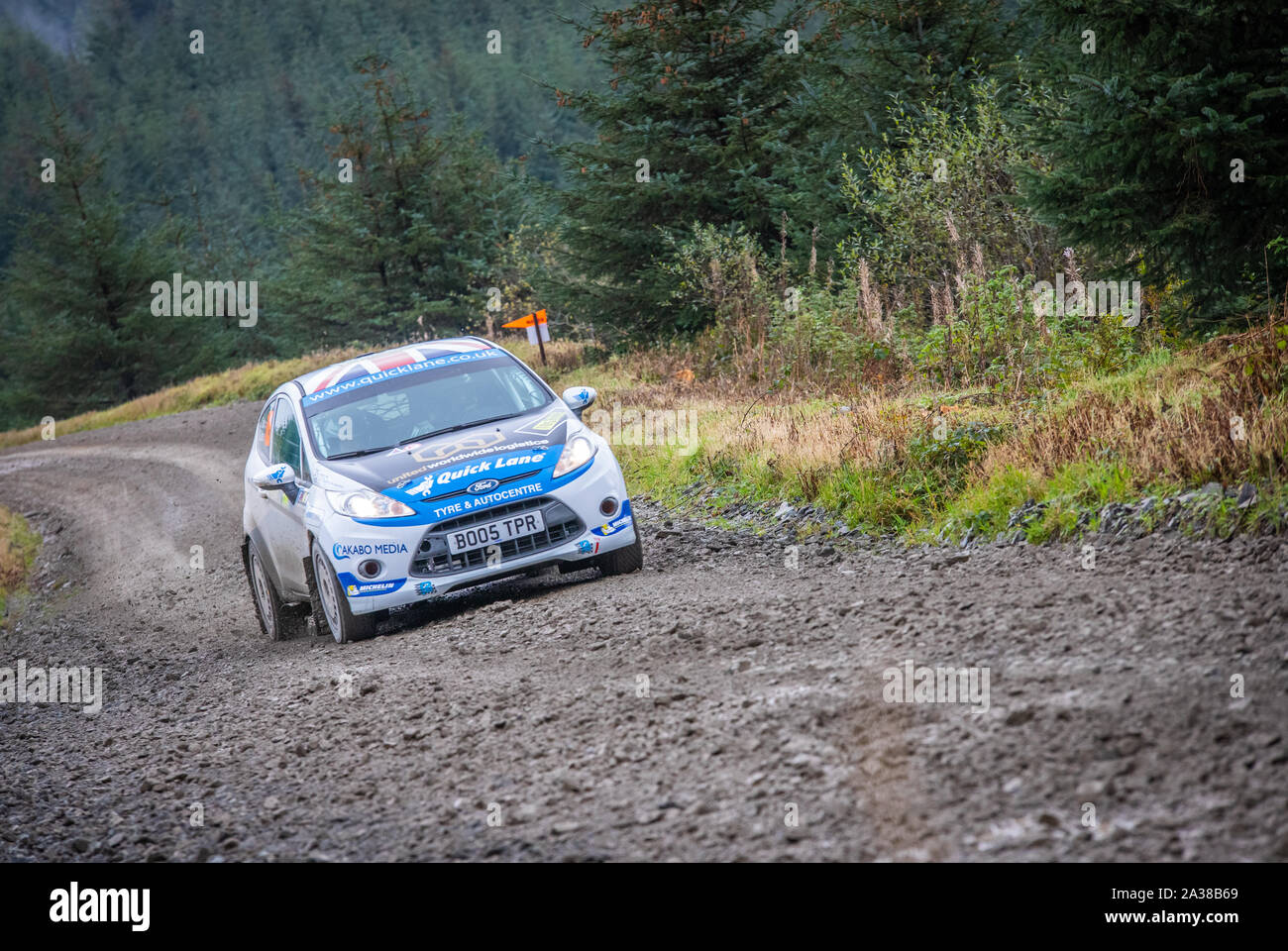 Louise Cook (Great Britain) driving through the Myherin Stage on Wales ...