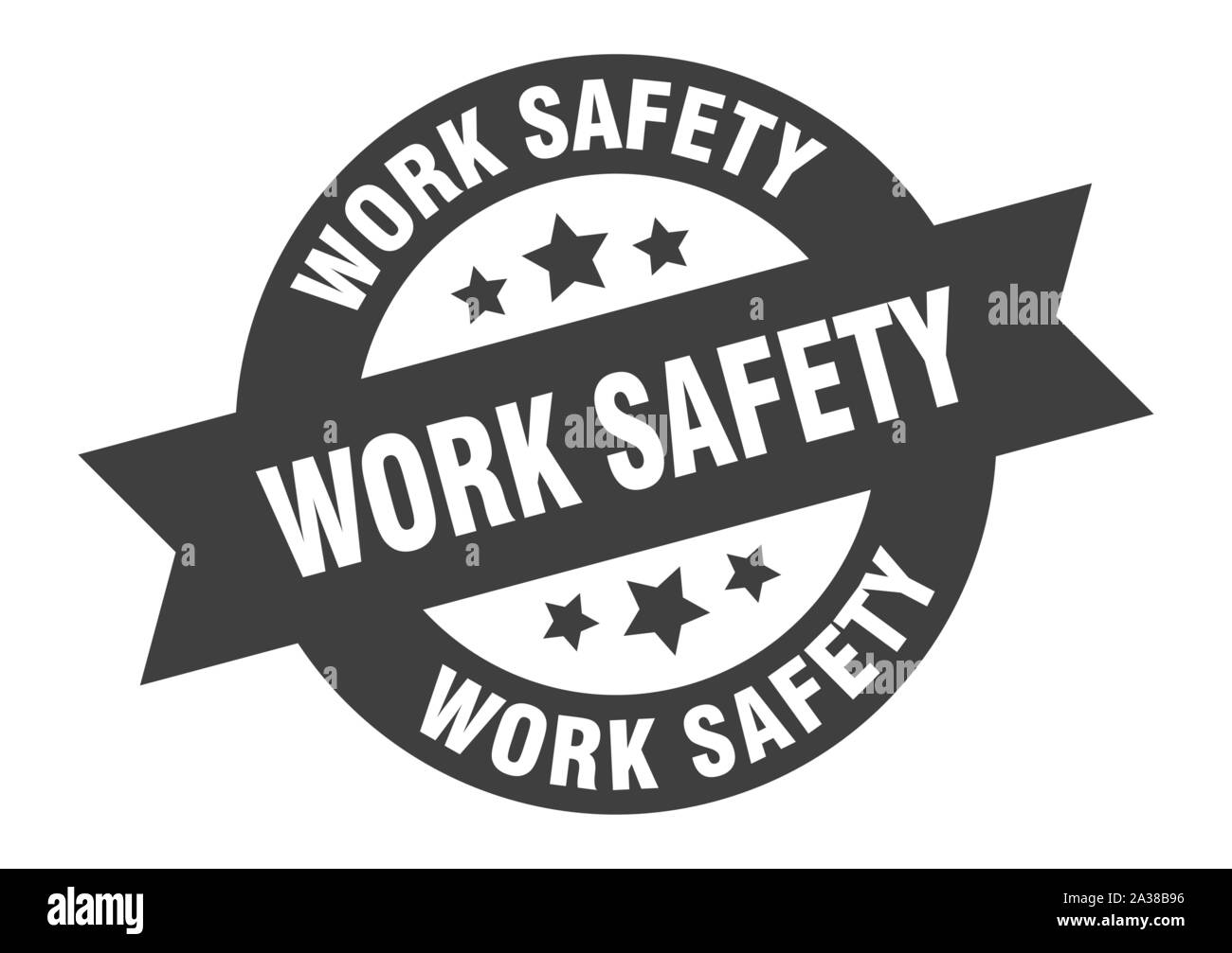 work safety sign. work safety black round ribbon sticker Stock Vector ...