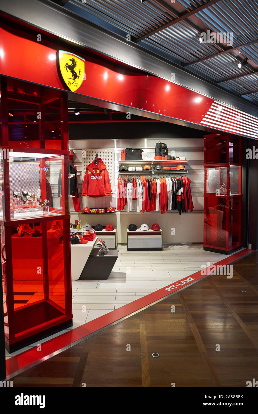 VENICE, ITALY - CIRCA MAY, 2019: entrance to Ferrari Store in Venice ...