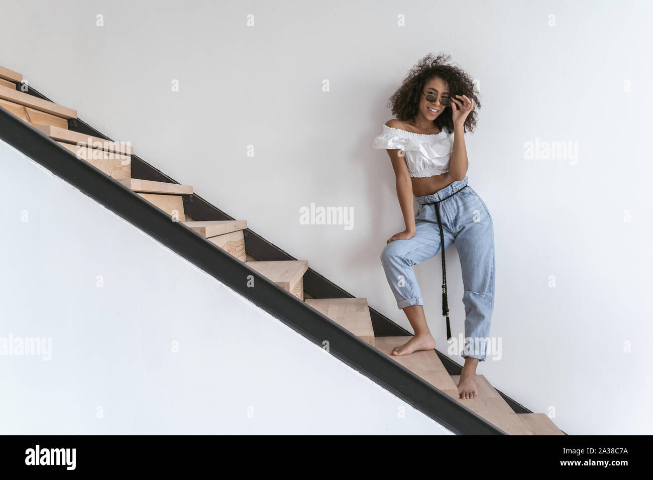 Pretty girl being ready for her walk Stock Photo - Alamy