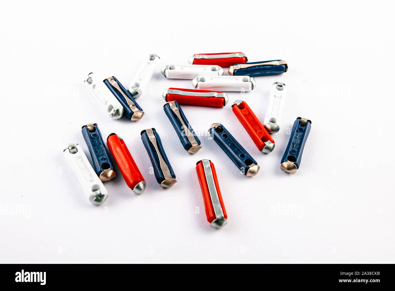 Torpedo fuses different ampers on isolated white backgrounds. Electric ...