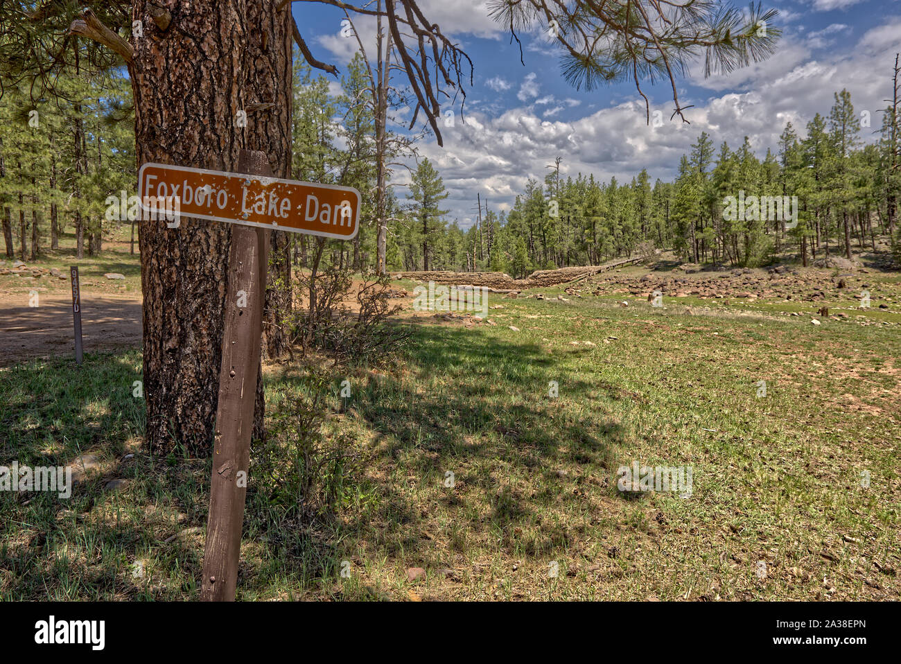 Foxboro Lake Dam sign near Munds Park, Arizona, United States Stock ...