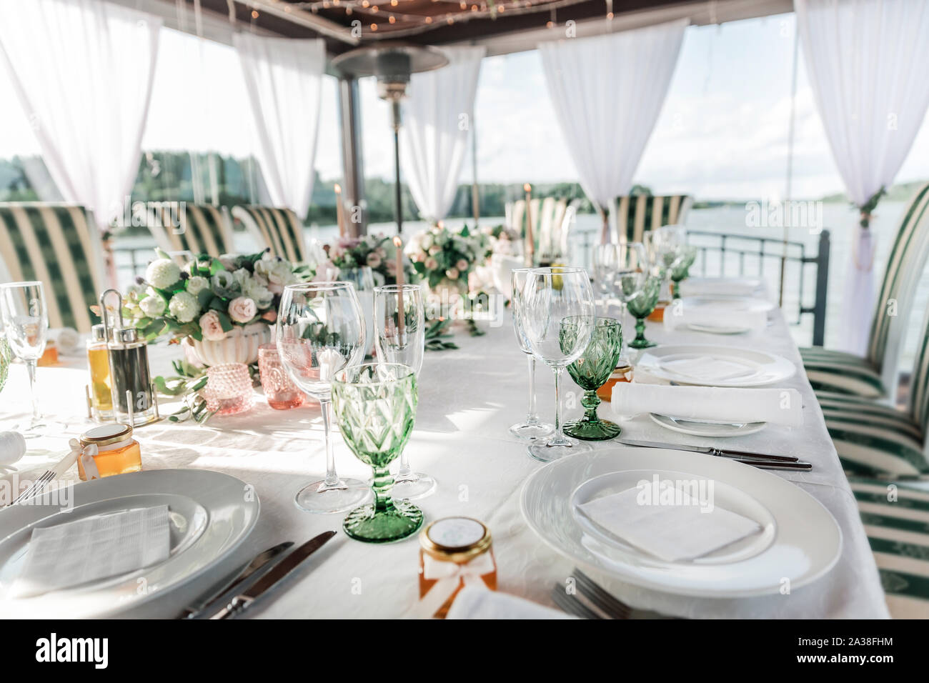 close up. table served for the wedding feast Stock Photo - Alamy