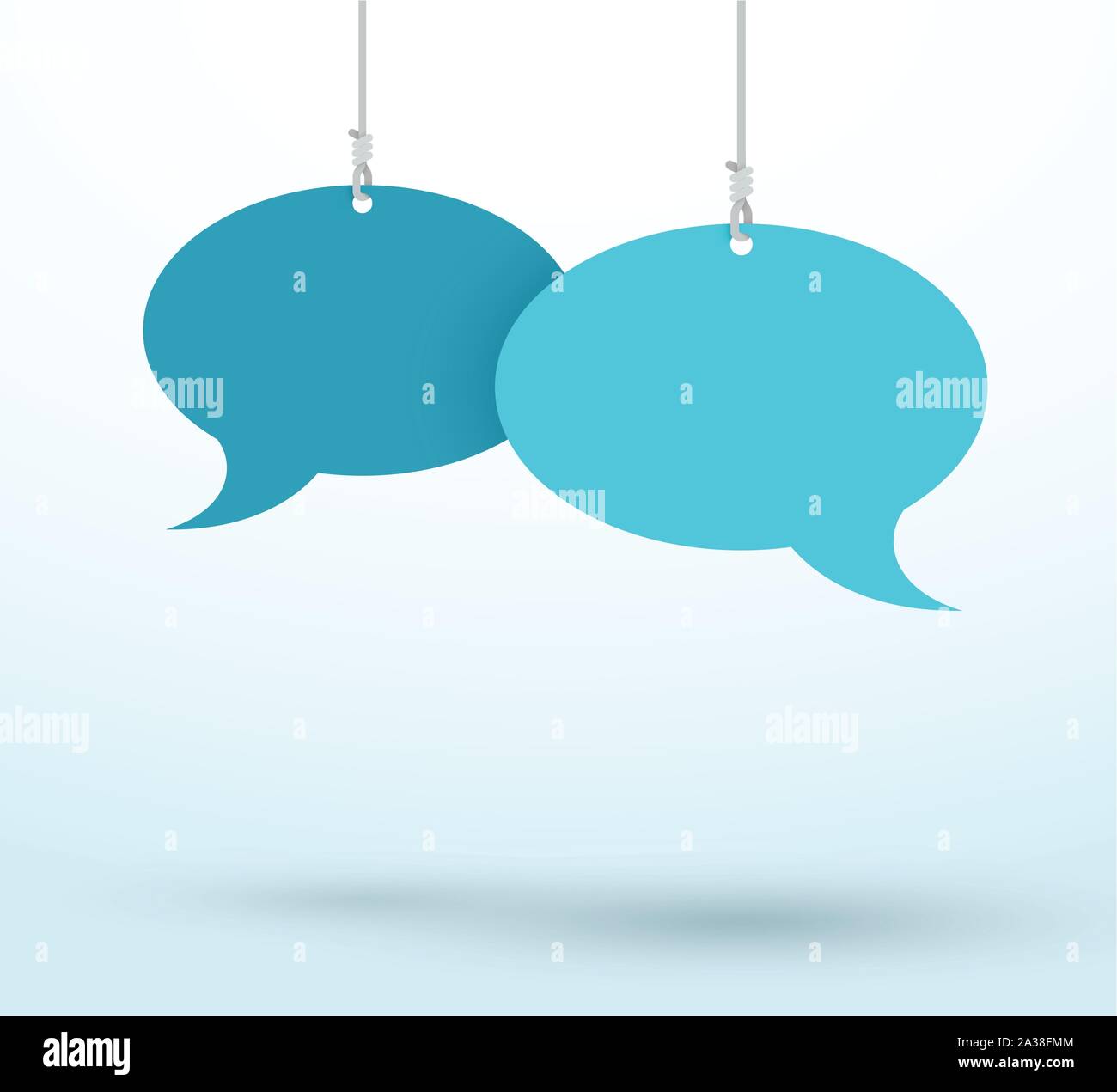 2 Speech Bubbles Hanging On Strings Blue Flat Vector Stock Vector Image ...