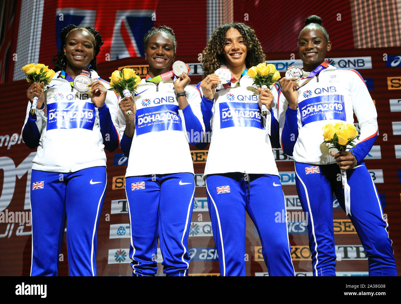 Great Britain's Asha Philip, Dina Asher-Smith, Ashleigh Nelson and ...