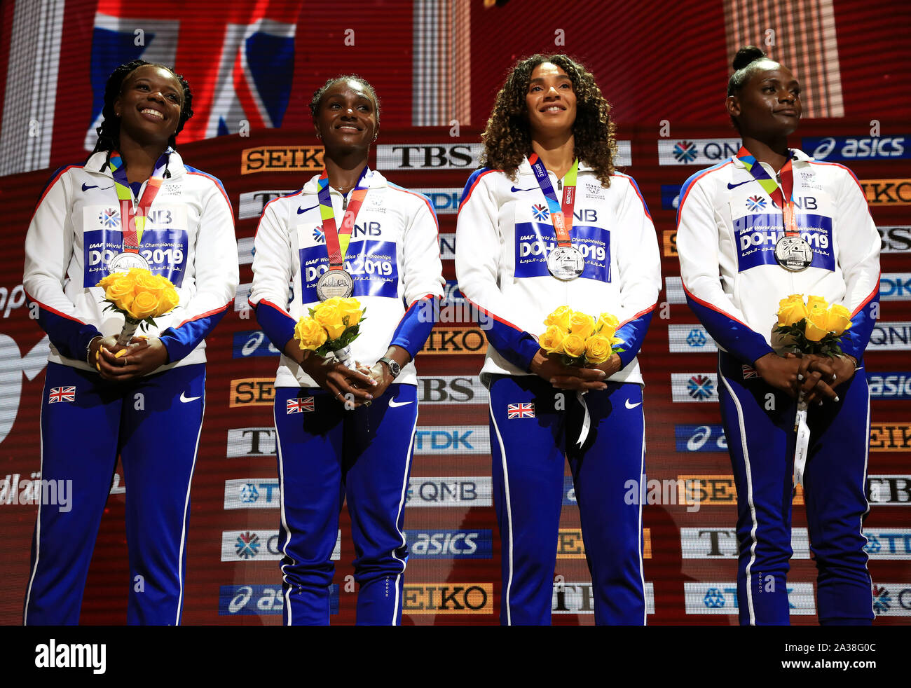 Great Britain's Asha Philip, Dina Asher-Smith, Ashleigh Nelson and ...
