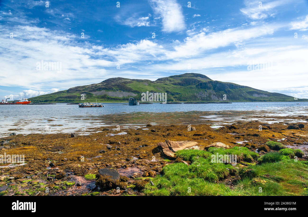 View of Holy Island from Arran Coastal Way, Isle of Arran, Scotland ...