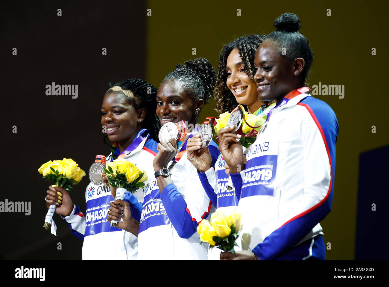 Great Britain's Asha Philip, Dina Asher-Smith, Ashleigh Nelson and ...