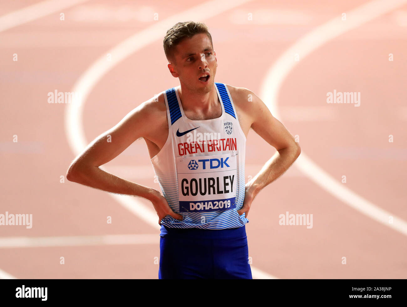 Great Britain's Neil Gourley reacts after the 1500 meters final during ...