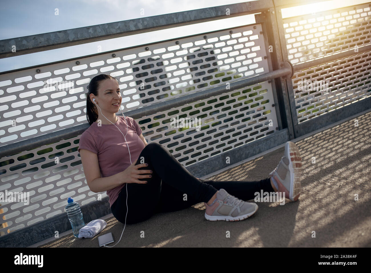 Sunset exercise with beautiful, sport woman. Woman fitness jogging ...