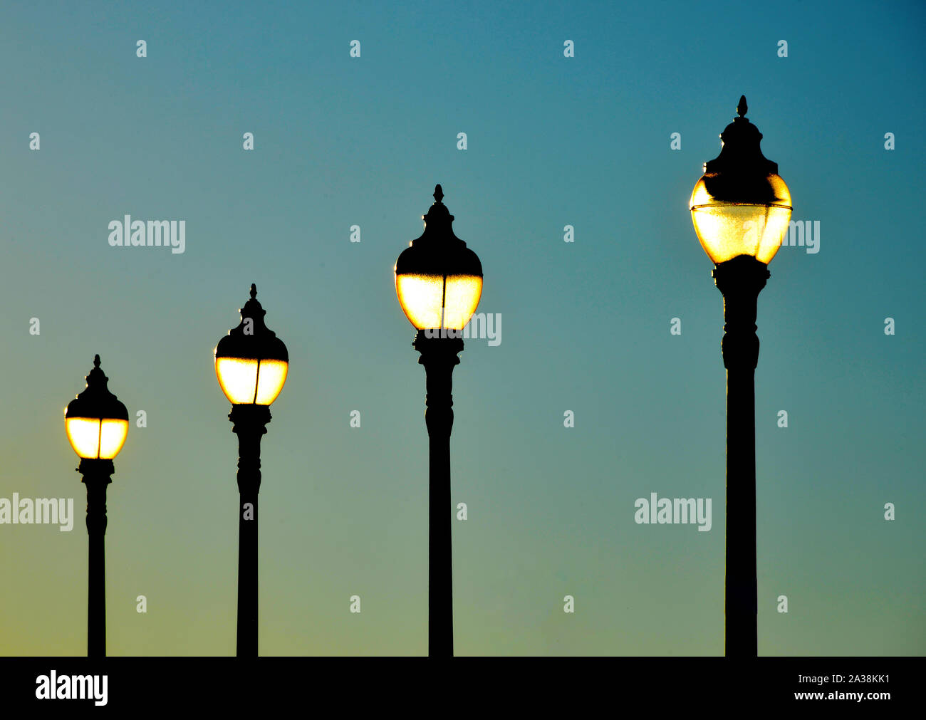 street lights lit by sun Stock Photo - Alamy
