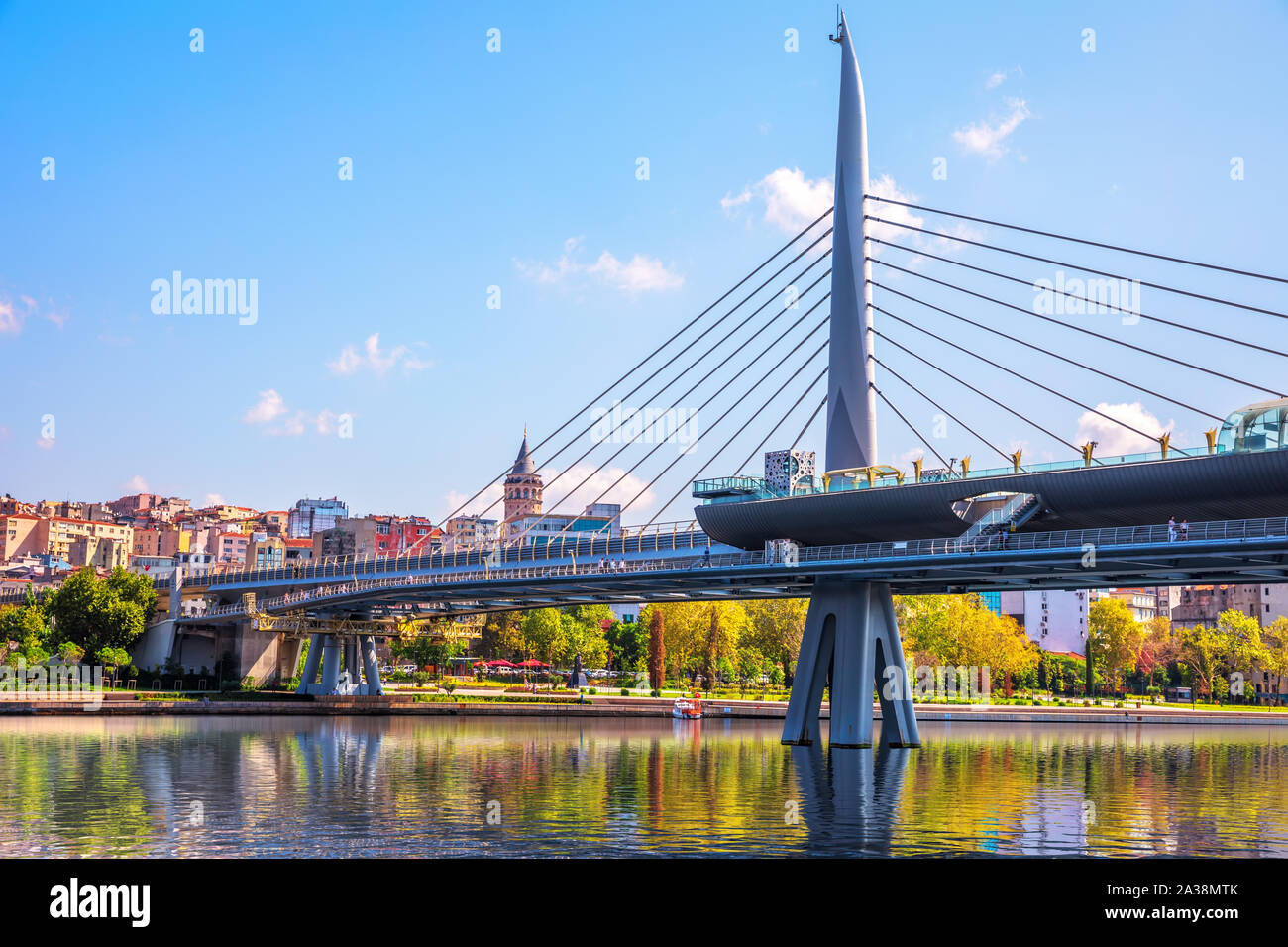 Halic Bridge over the Golden Horn and the Galata Tower, Istanbul ...