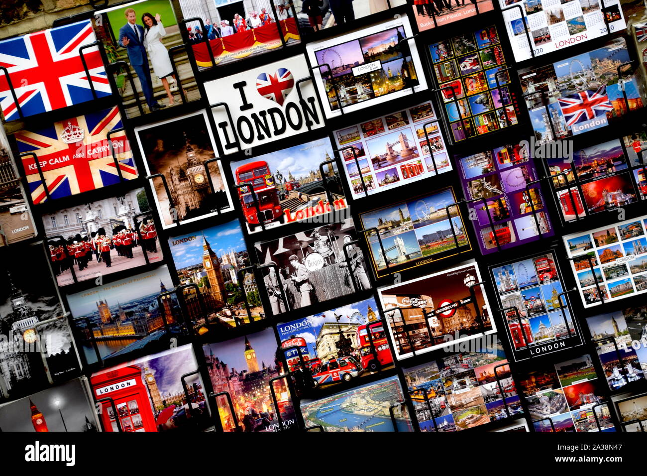 London tourist postcards on sale at London landmark Tower Bridge Stock ...