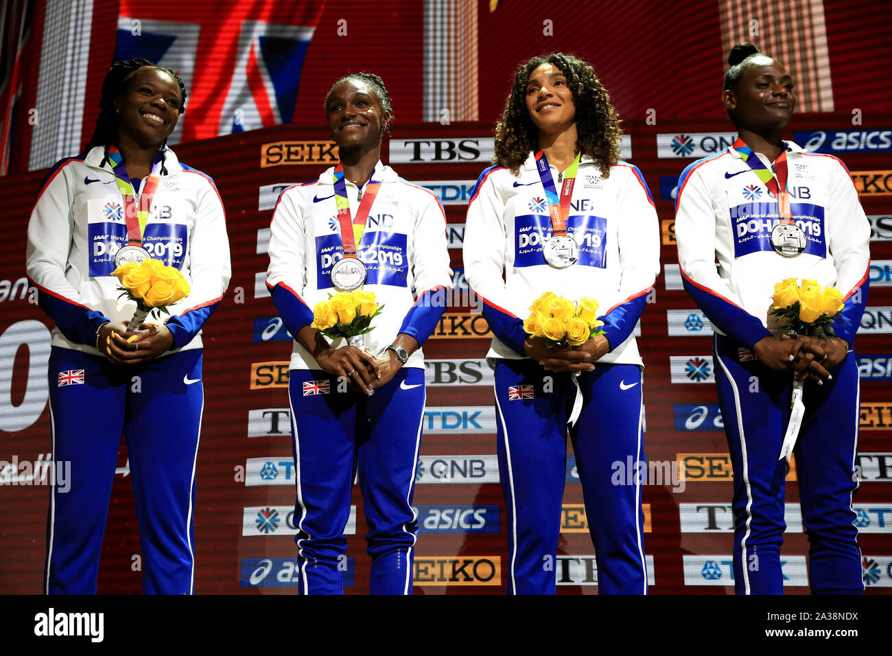 Great Britain's Asha Philip, Dina Asher-Smith, Ashleigh Nelson and ...
