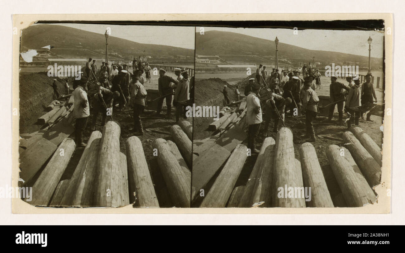 Russian soldiers preparing fortifications() in Port Arthur Stock Photo ...