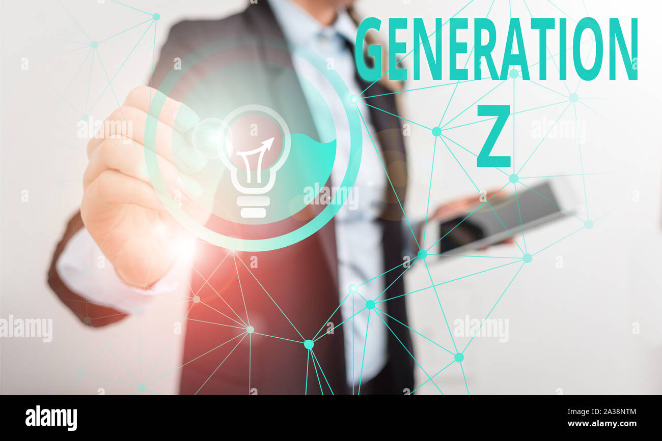 Conceptual hand writing showing Generation Z. Concept meaning name for ...