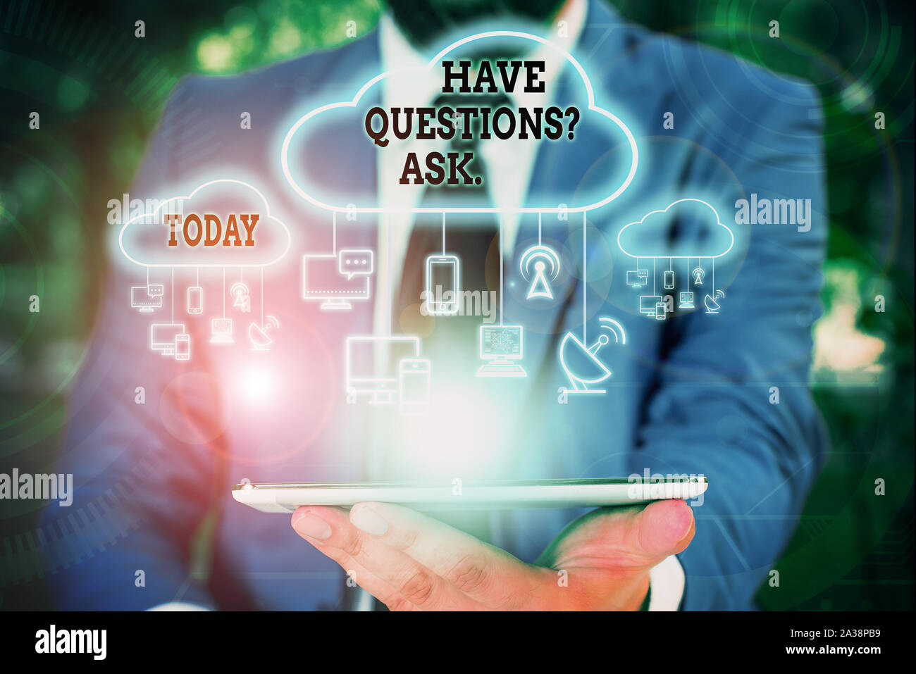 Text sign showing Have Questions Question Ask. Business photo text ...