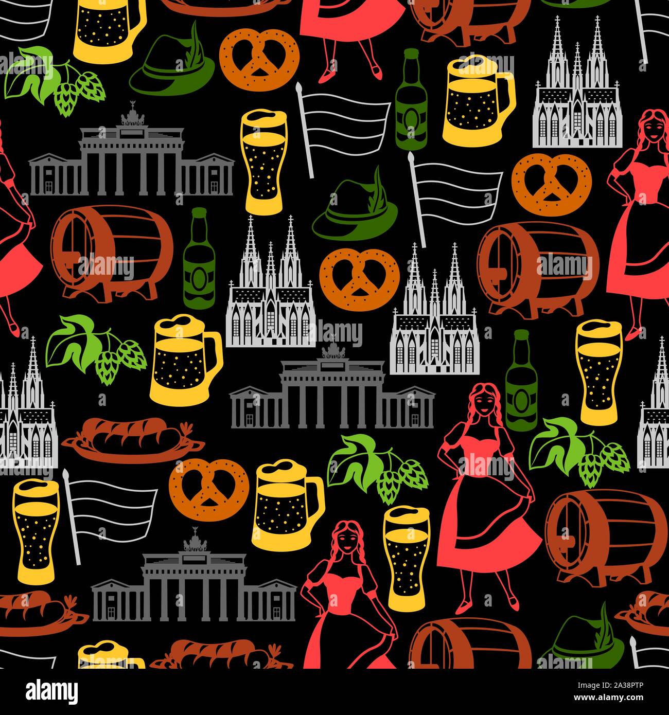 German seamless pattern. Germany national traditional symbols Stock ...