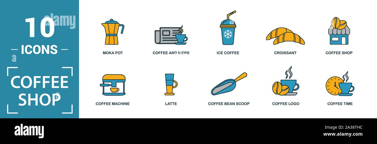 Coffe Shop icon set. Include creative elements coffee beans, cappuccino ...