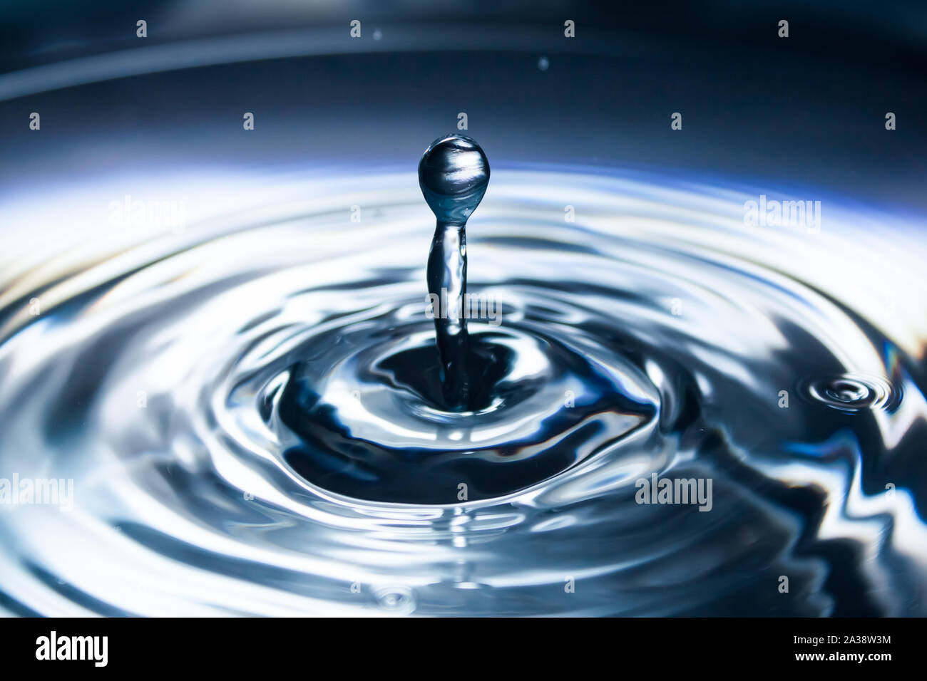 Water splash or drop. Water splash close-up. Blue water drop. Falling ...