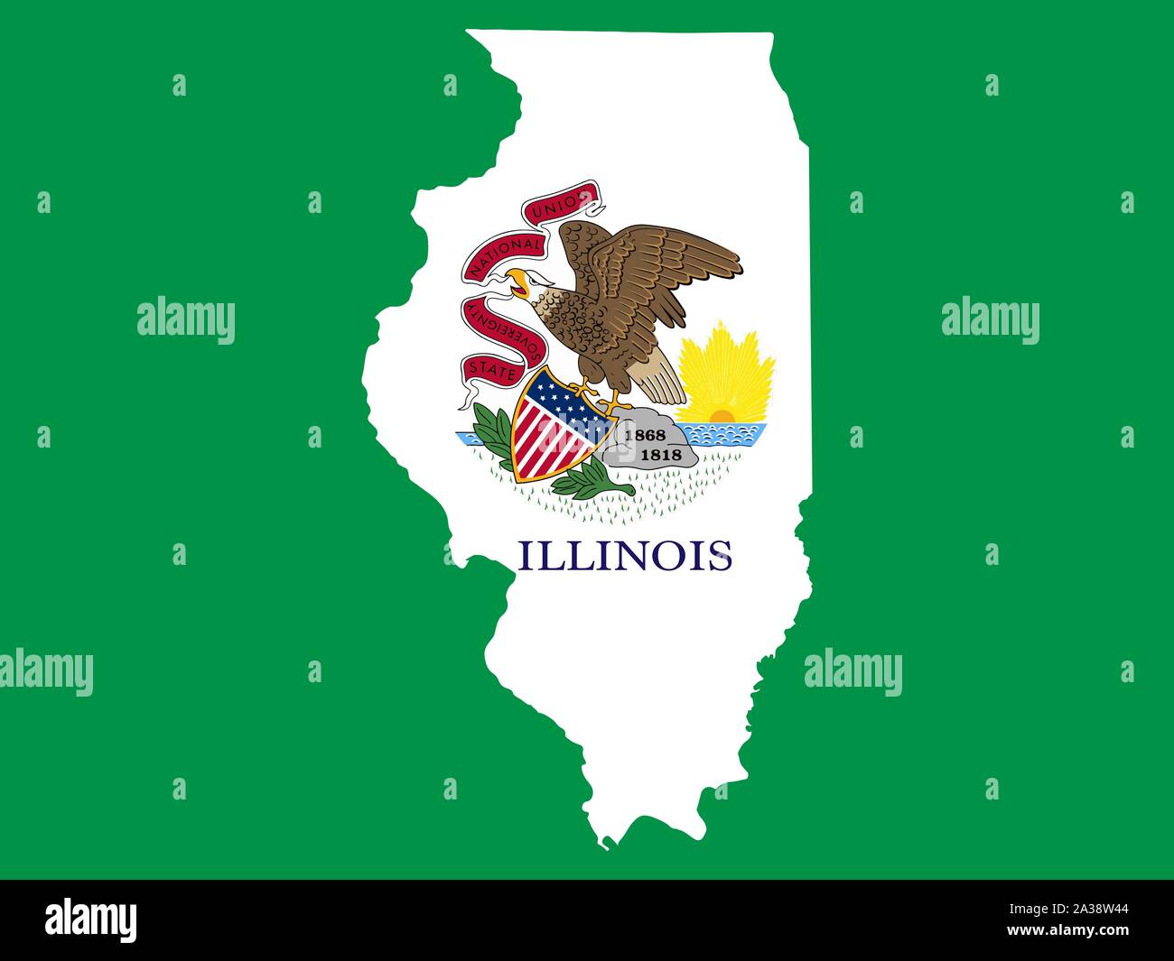 Map Flag of Illinois state of USA. Vector illustration eps10 Stock ...