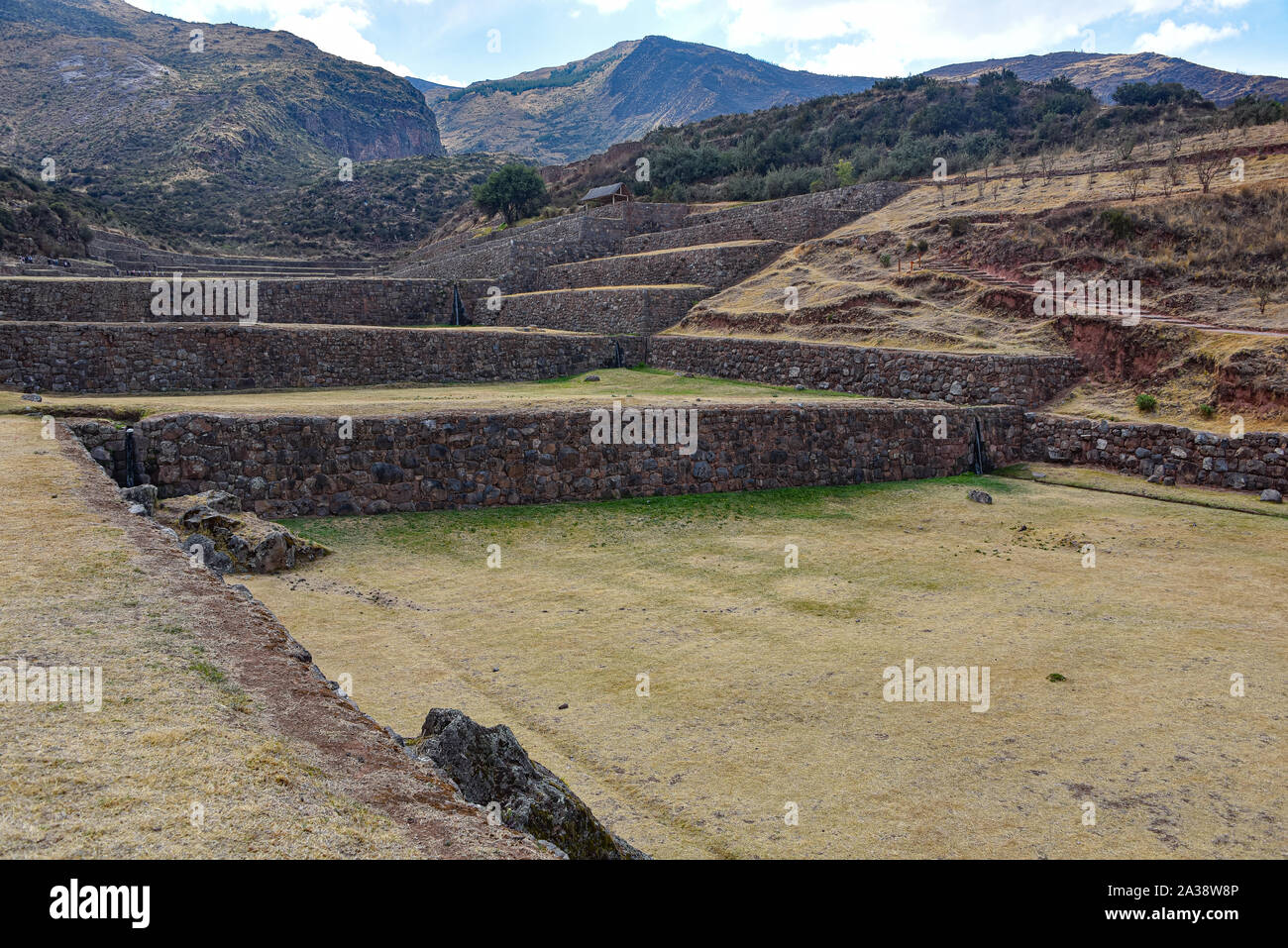 Inca stone terraces at the Tipon archaeological site, just south of ...