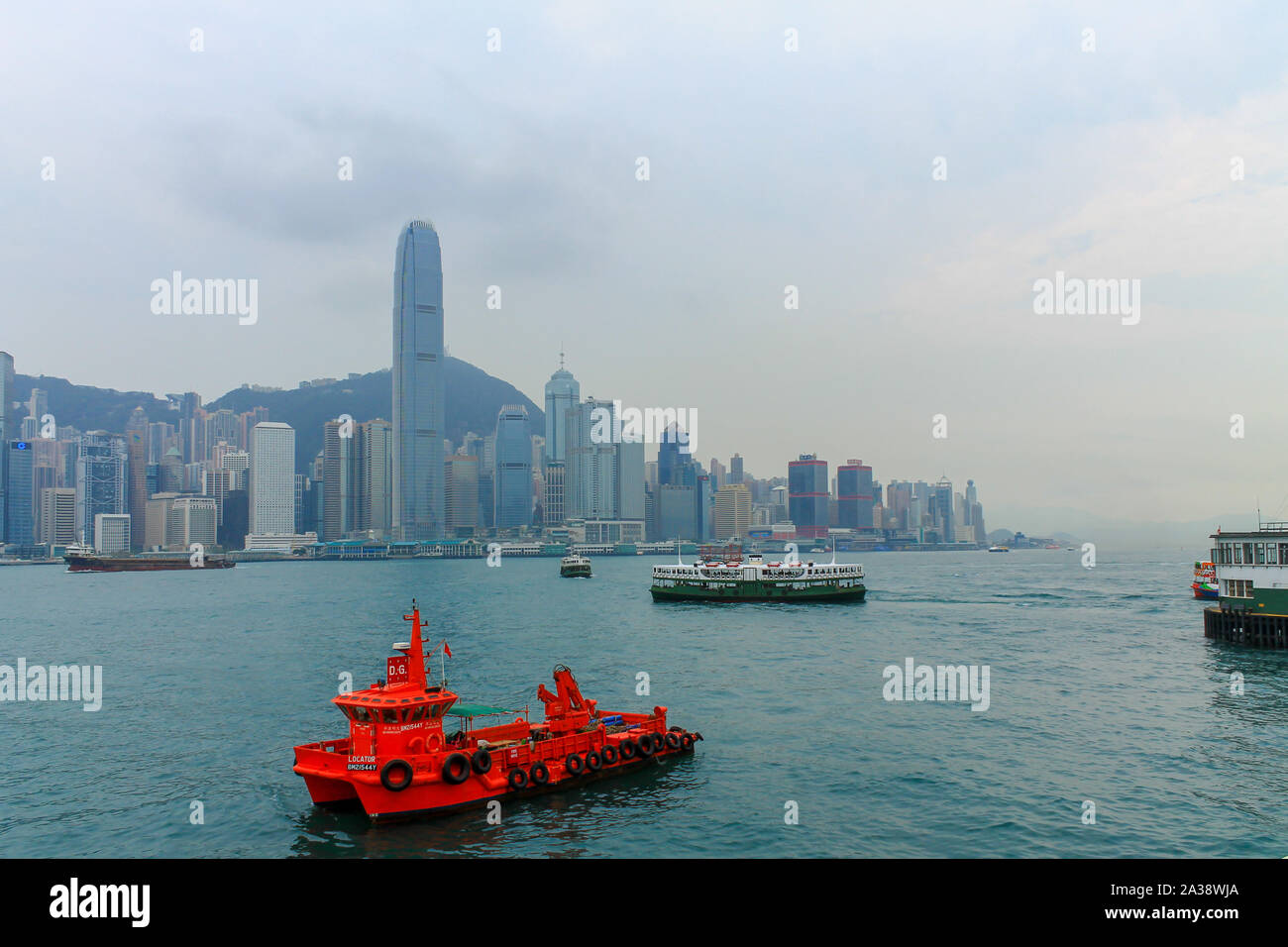 Large Skyline Panorama with Victoria Bay, Port, Star Ferry and Hongkong ...