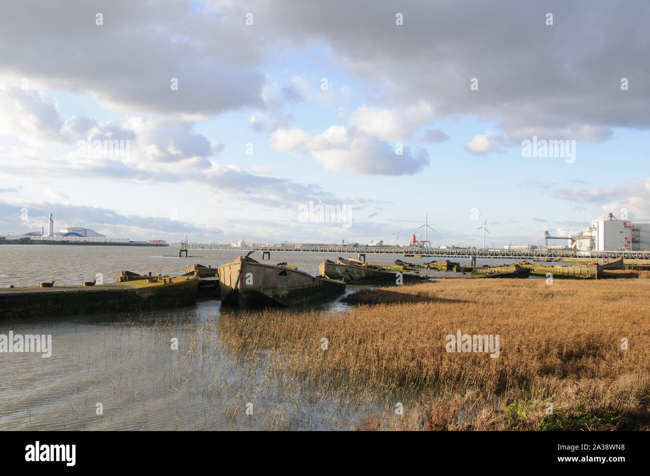 Concrete barges built to support the D-Day landings in France left near ...