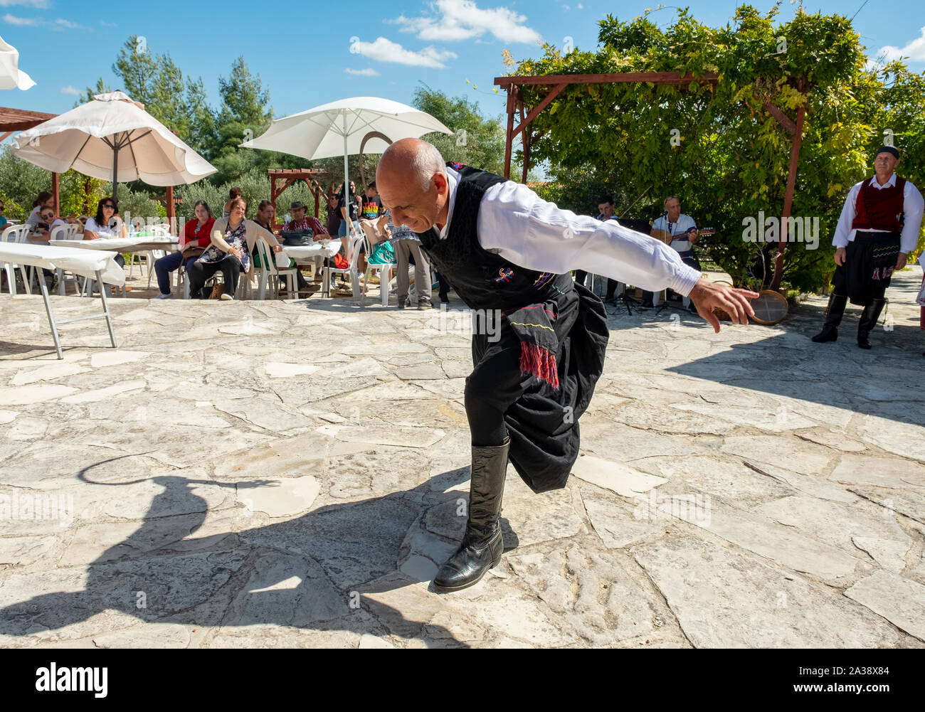 Cypriot dancers performing in traditional costumes at the Oleastro ...