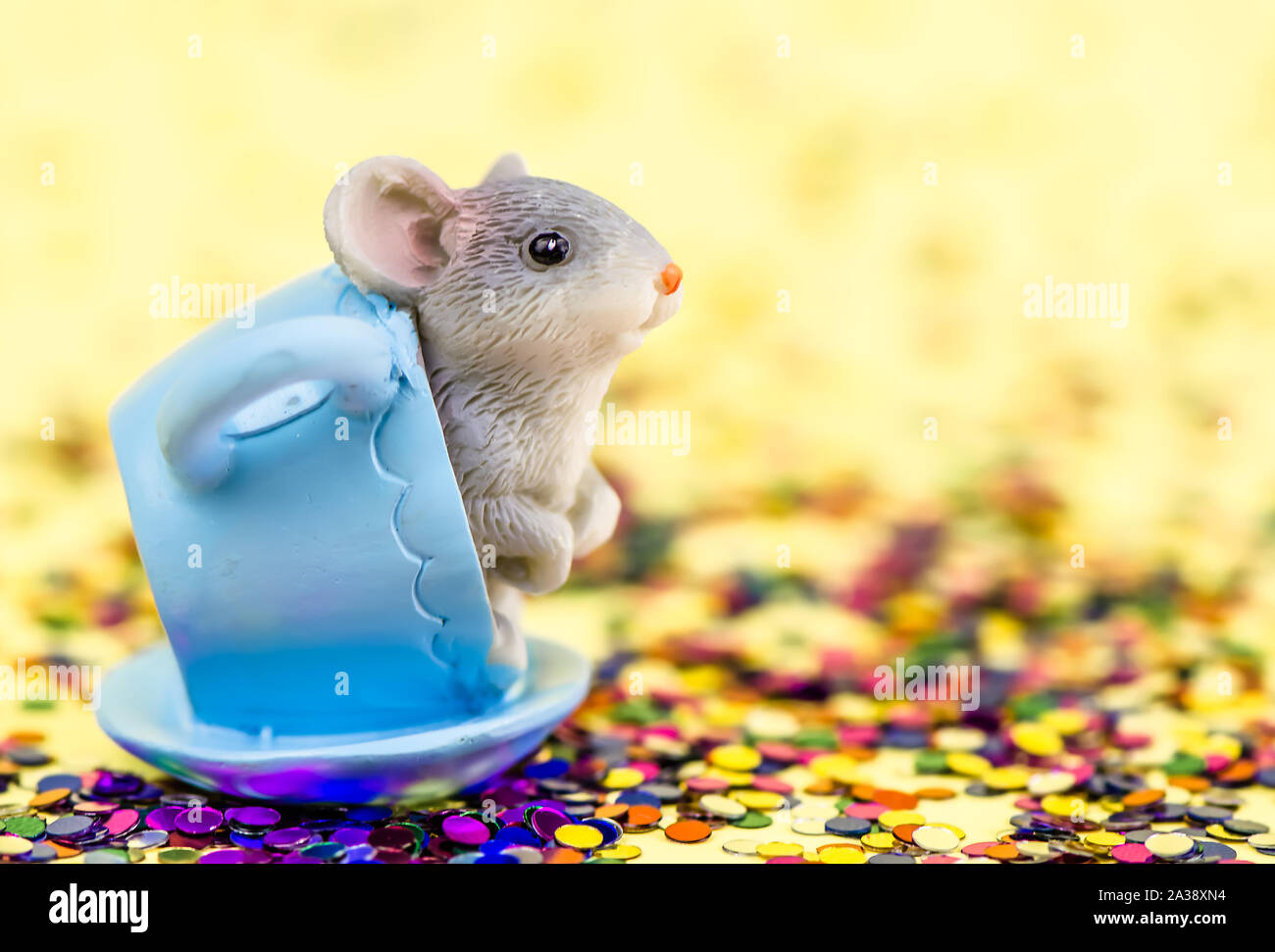 cute mouse rat on a yellow background multicolored sequins 2020 year ...