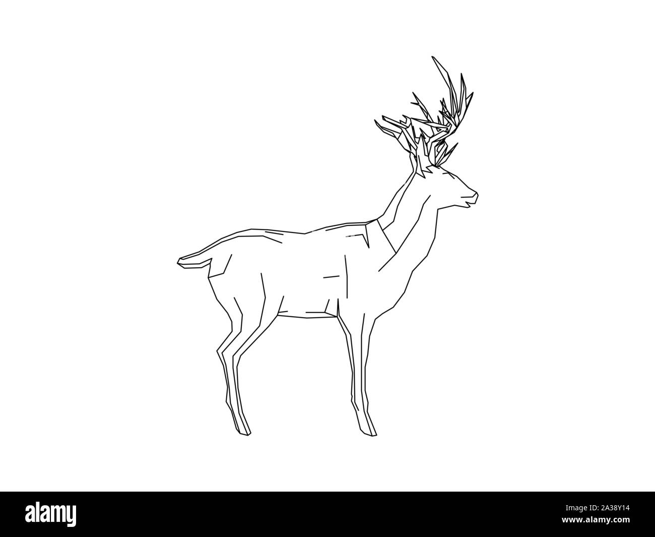 Vector illustration of the side of a deer in a polygon style on white ...