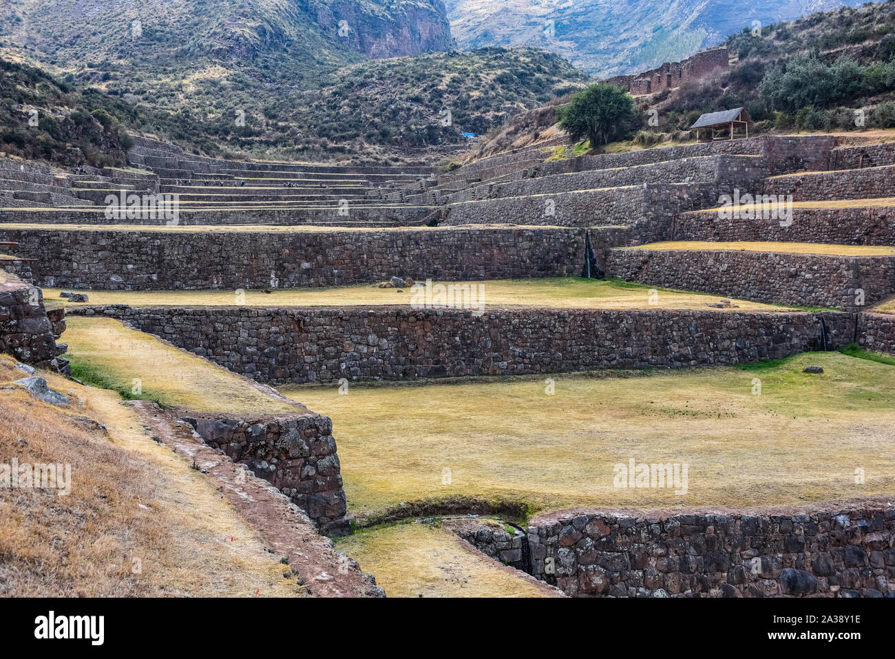 Inca stone terraces at the Tipon archaeological site, just south of ...