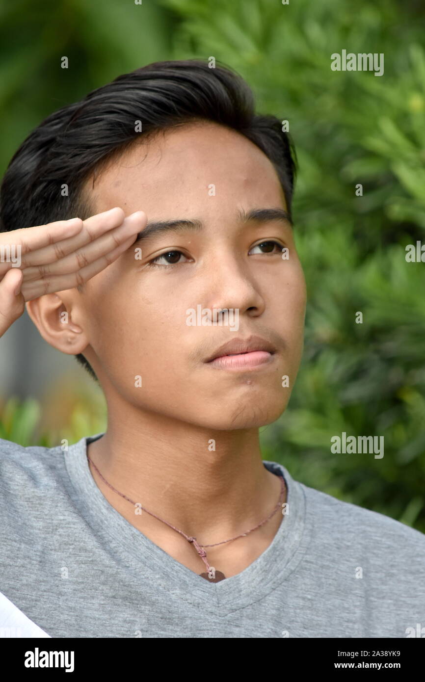 A Saluting Good Looking Boy Stock Photo - Alamy
